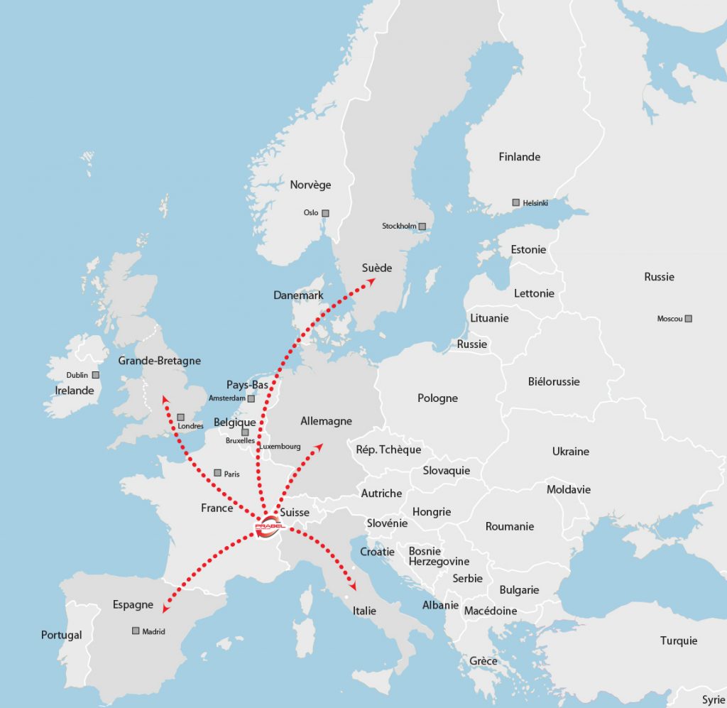 carte transport routier europe - PRABEL